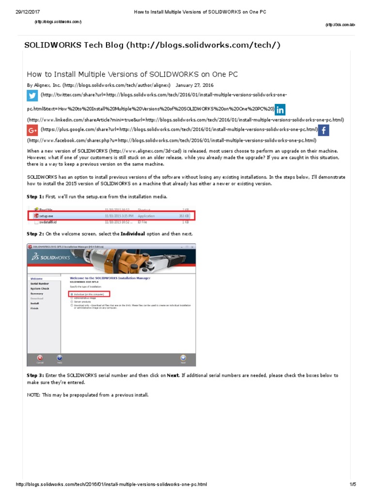 How To Install Multiple Versions of SOLIDWORKS On One PC | PDF ...