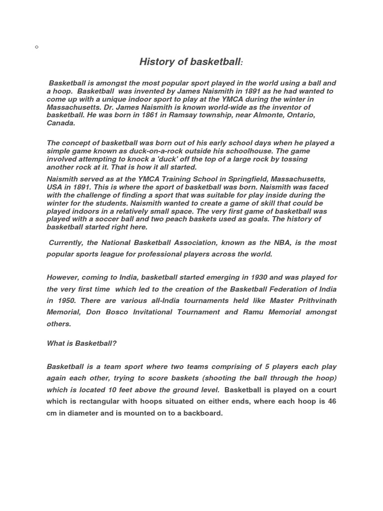 History of Basketball | PDF | Leisure | Sports