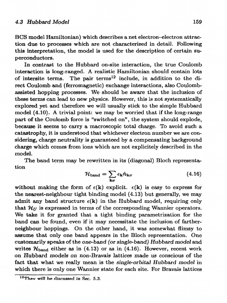 Hubbard Model: Models | PDF