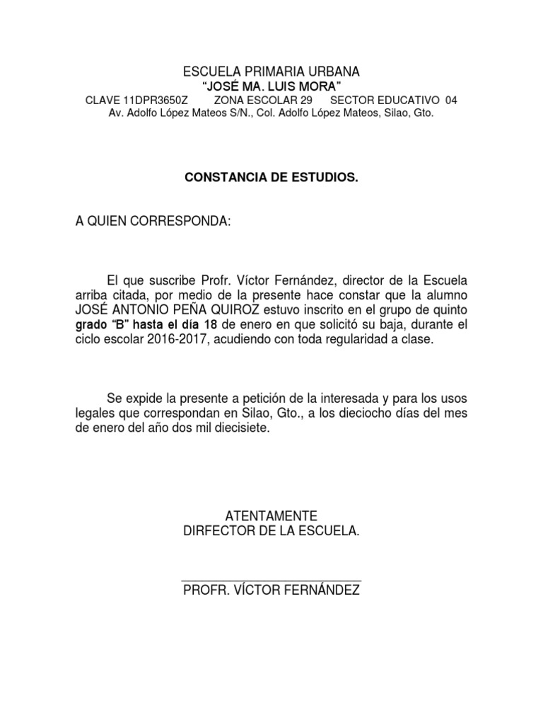 Carta Constancia | PDF | Agitación