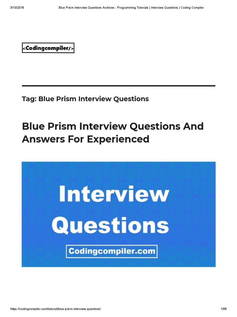 Blue Prism Interview Questions Archives - Programming Tutorials - Interview Questions - Coding ...