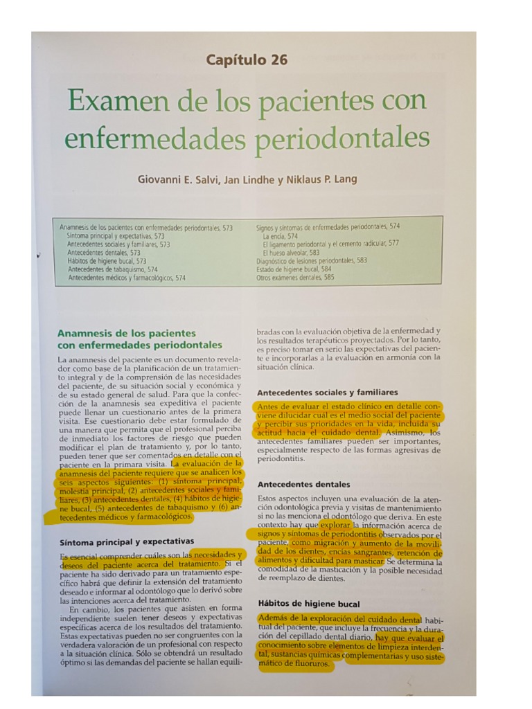 Cap. 26 - Examen de Los Pac. Perio Lindhe 5a Ed | PDF