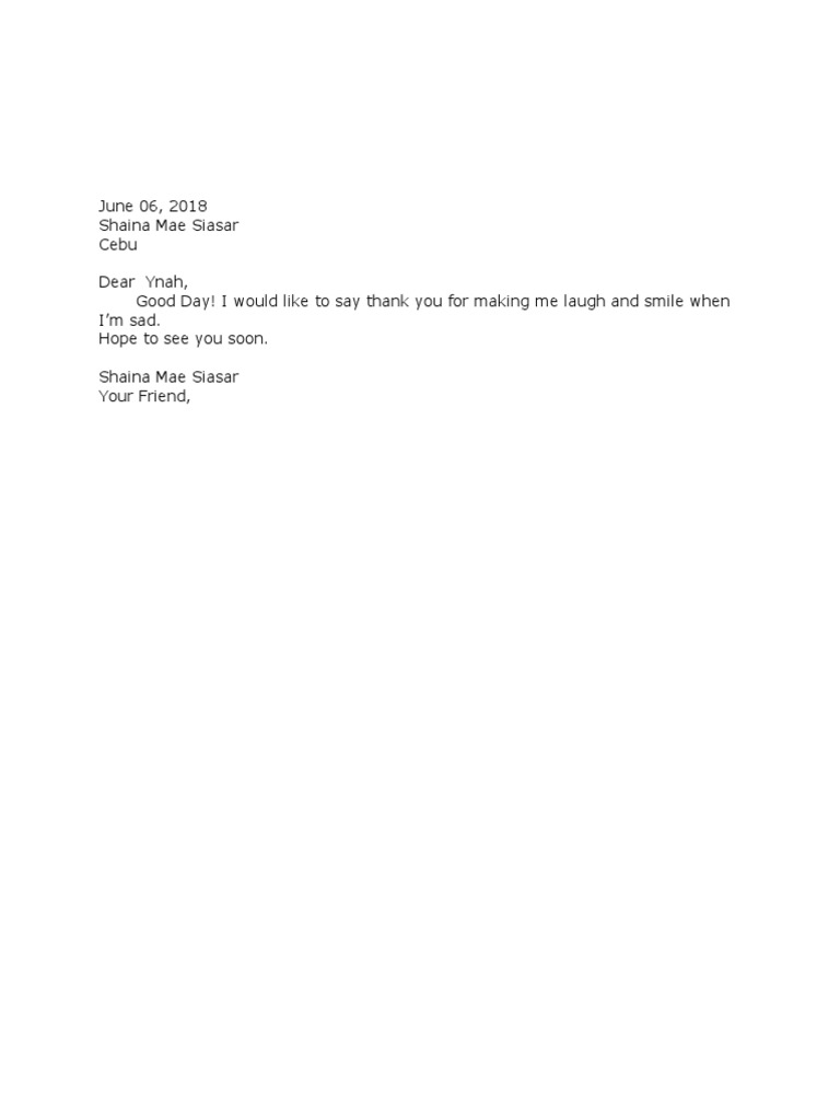 Thank You Letter to Ynah | PDF | Cooking, Food & Wine