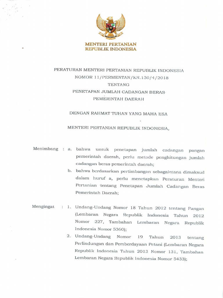 Permentan No 11 2018 Perhitungan CPPD PDF | PDF