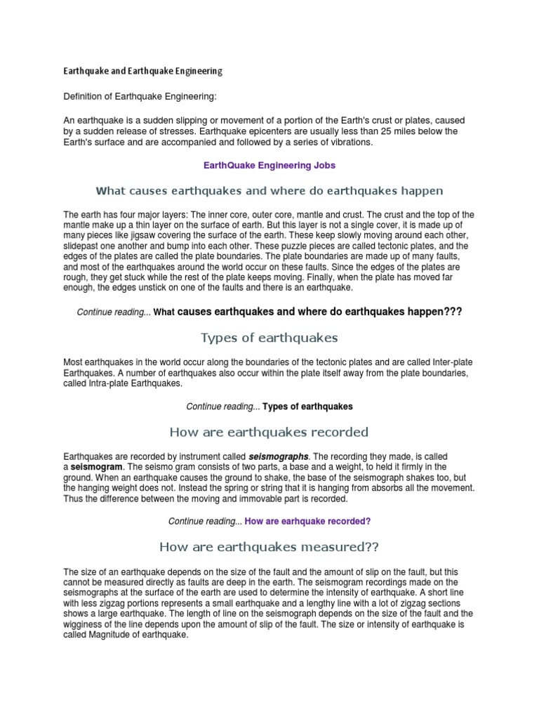 Earthquake Engineering Draft | PDF | Earthquake Engineering | Earthquakes