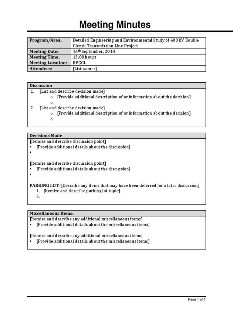 Meeting Minutes Template | PDF