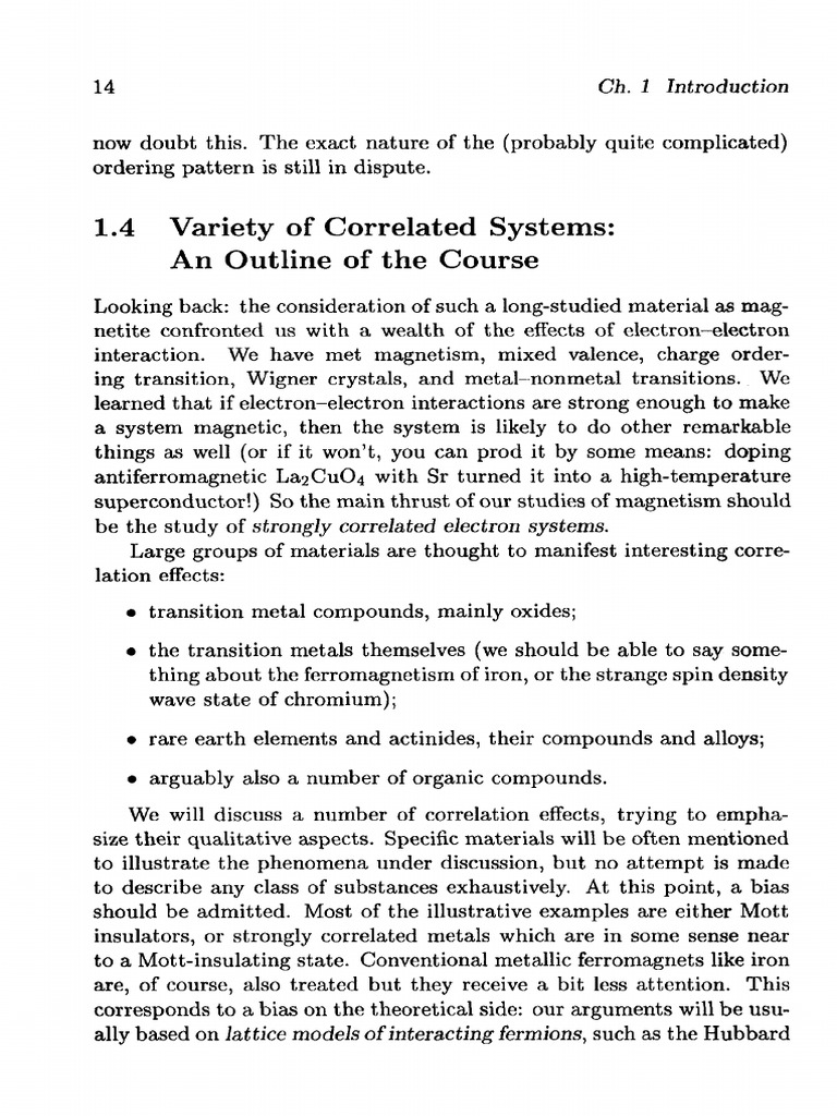 1.4 Variety of Correlated Systems: An Outline of The Course | PDF ...