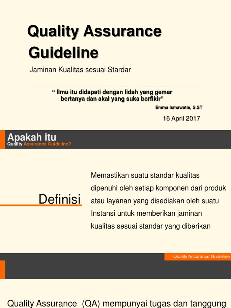 Quality Assurance Guideline | PDF