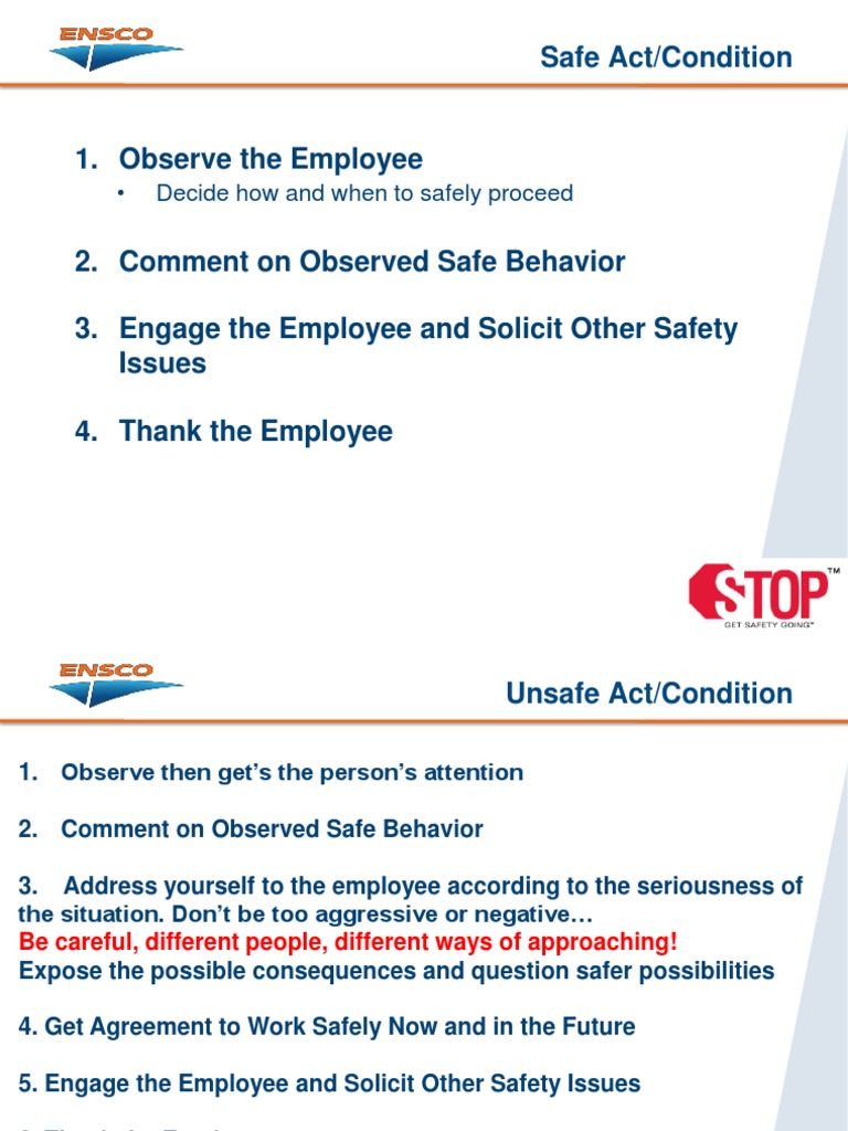 Observe The Employee: Safe Act/Condition | PDF