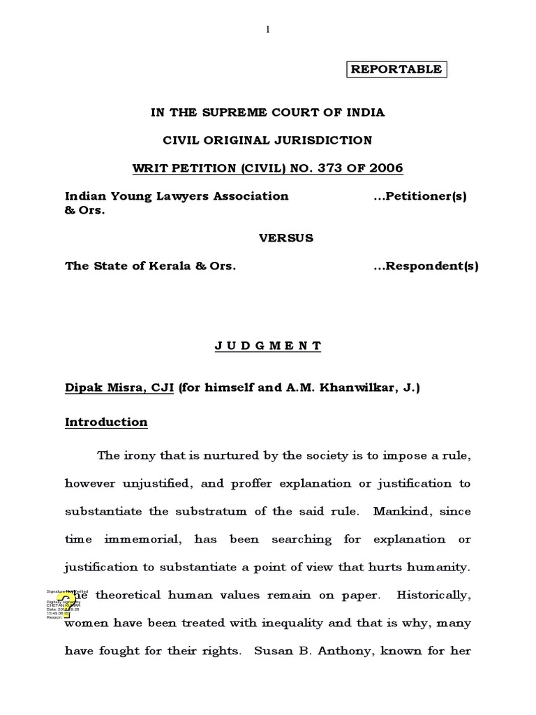 Full Text: Supreme Court Sabarimala Temple Verdict | PDF | Religion And ... Full Text: Supreme Court Sabarimala Temple Verdict | PDF | Religion And ...