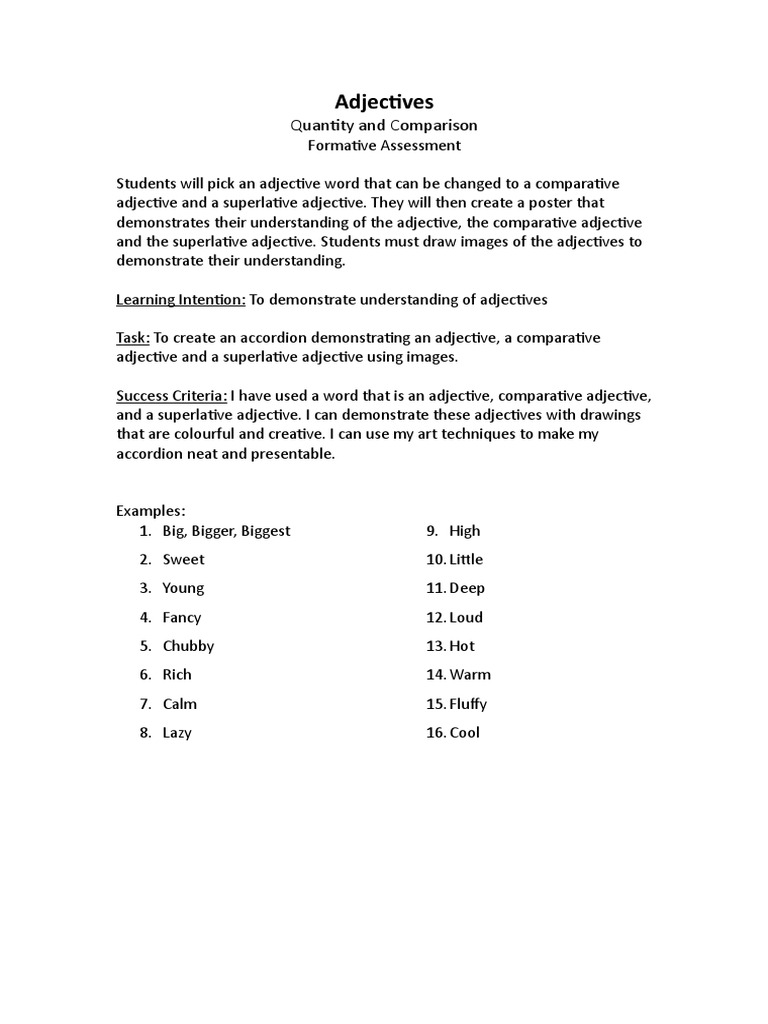 Adjective Comparison Activity | PDF | Career & Growth | Wellness