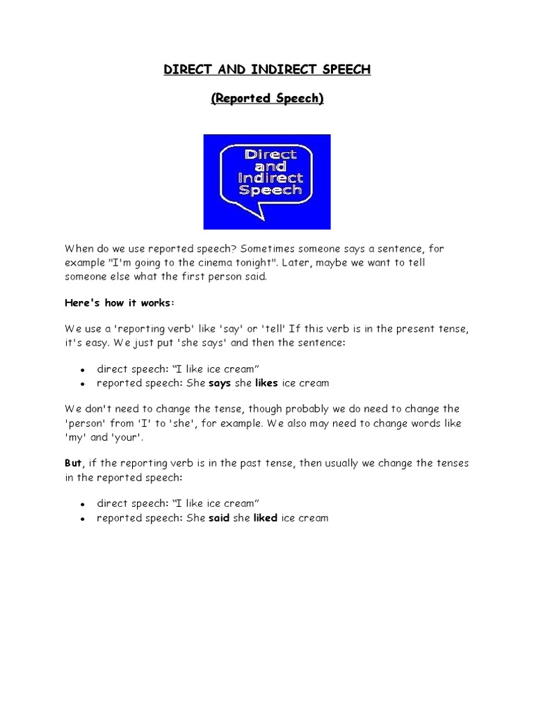 Direct and Indirect Speech | PDF | Grammar | Language Mechanics