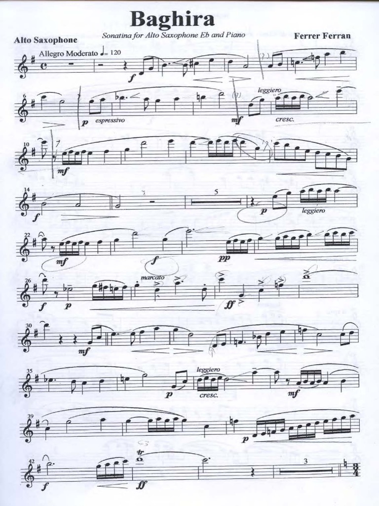 Ferrer Ferran - Baghira Sonatina para Saxofon Alto y Piano (Alto ...