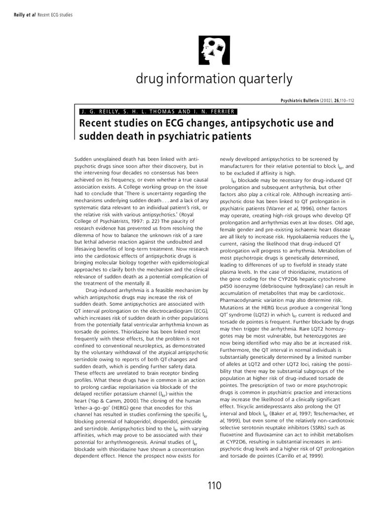 Recent Studies On Ecg Changes Antipsychotic Use and Sudden Death in ...