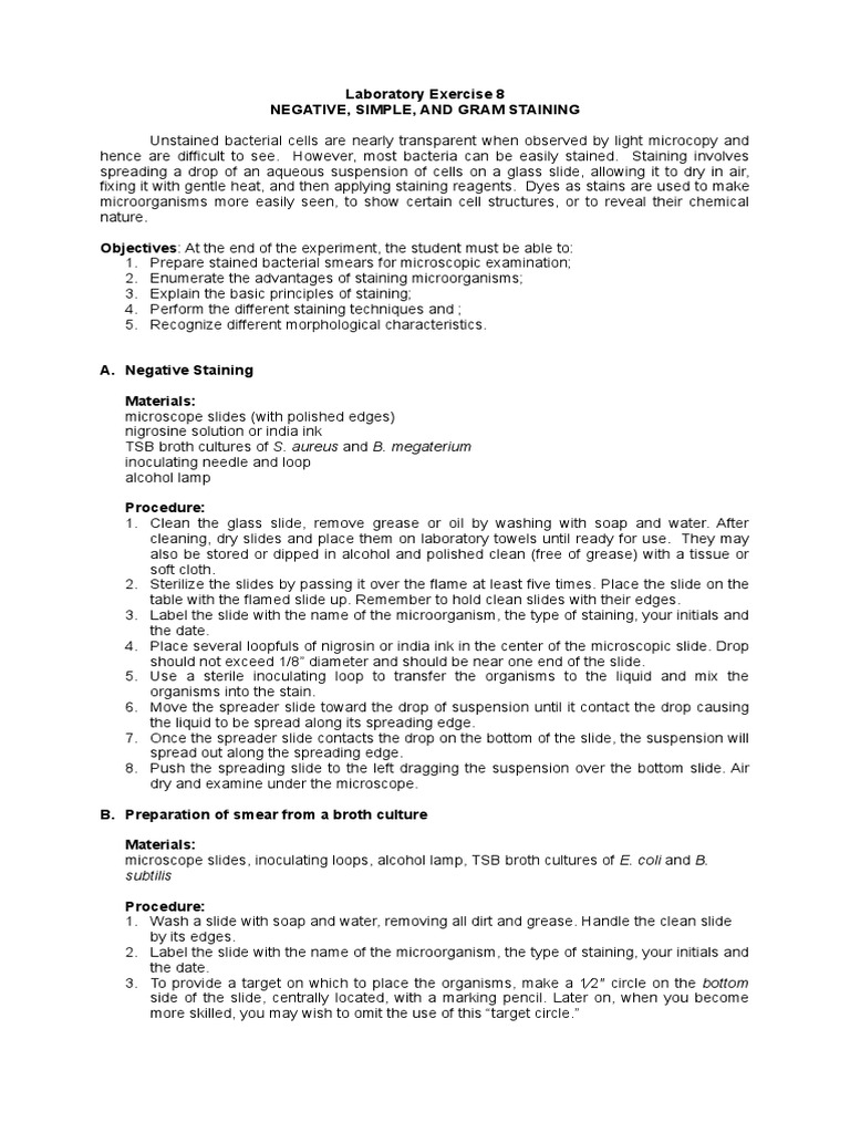 Negative, Simple and Gram | PDF | Staining | Microscopy