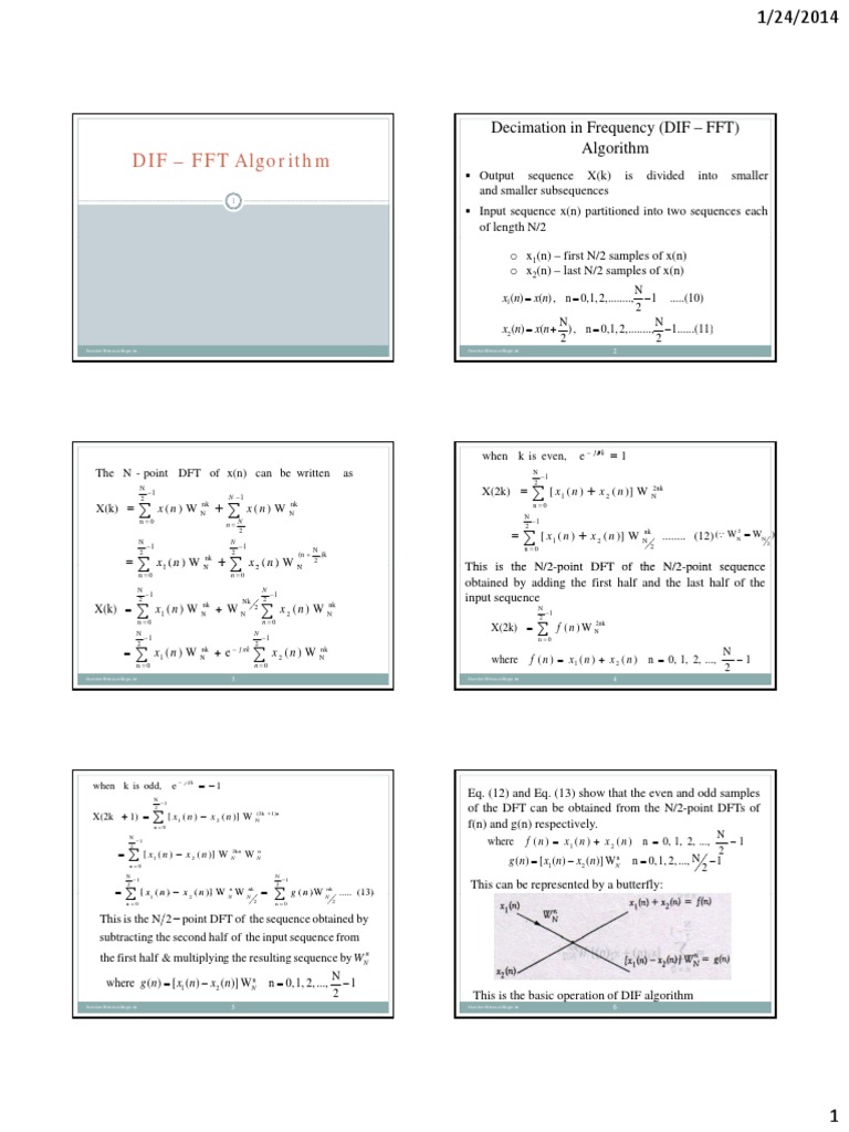 DIT Vs DIF | PDF | Discrete Fourier Transform | Fast Fourier Transform