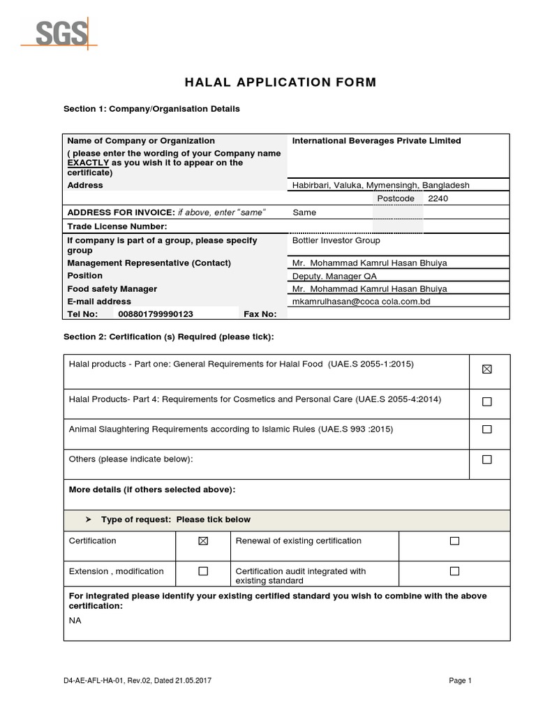 Halal Application Form_.docx | Warehouse | Packaging And Labeling