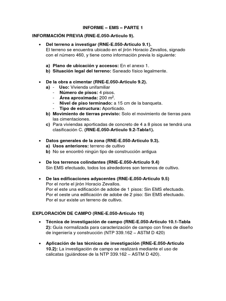 Informe EMS Parte 1 | PDF | Naturaleza
