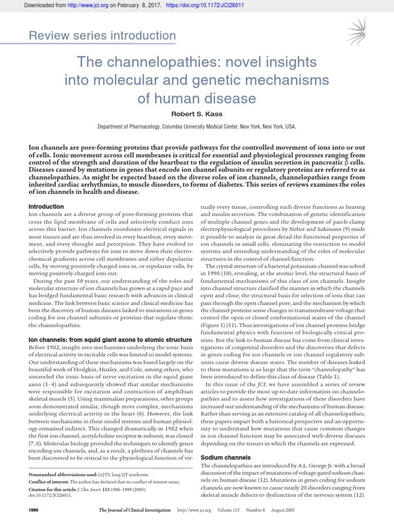 The Channelopathies: Novel Insights Into Molecular and Genetic ...