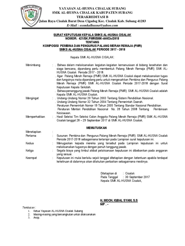 SK Penetapan PMR Simple | PDF