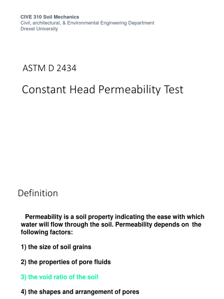 Constant Head | PDF | Soil Mechanics | Permeability (Earth Sciences)
