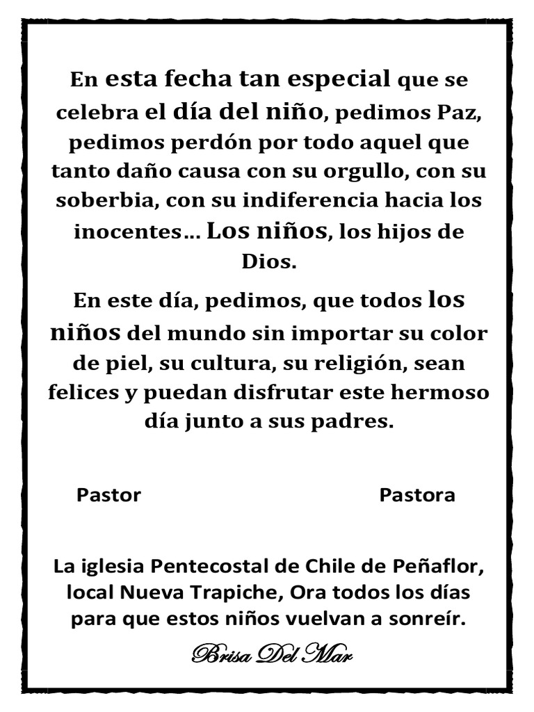 Carta Dia Del Niño Pdf