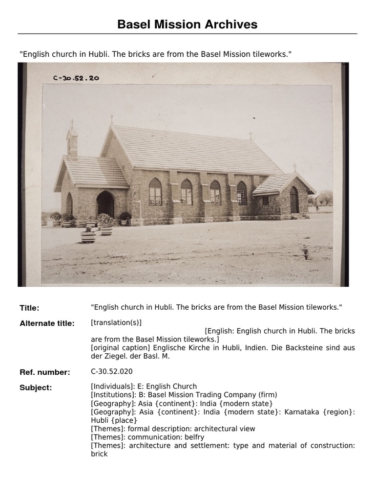 Basel Mission Church | PDF