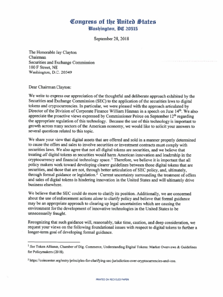 Congress SEC Letter