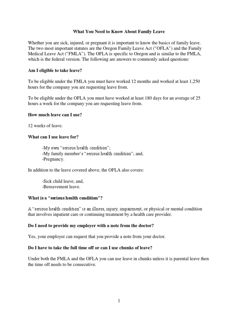 What You Need To Know About Family Leave | PDF