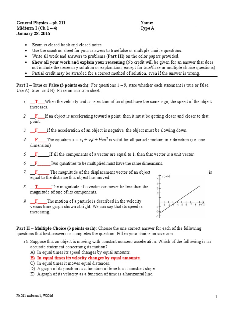 General Physics Midterm Exam | PDF | Acceleration | Euclidean Vector