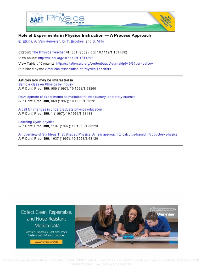 Role of Experiments in Physics Instructi PDF | PDF | Experiment ...