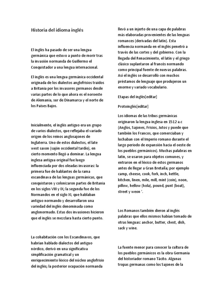 Historia Del Idioma Inglés | PDF | Idioma en Inglés | Anglosajones