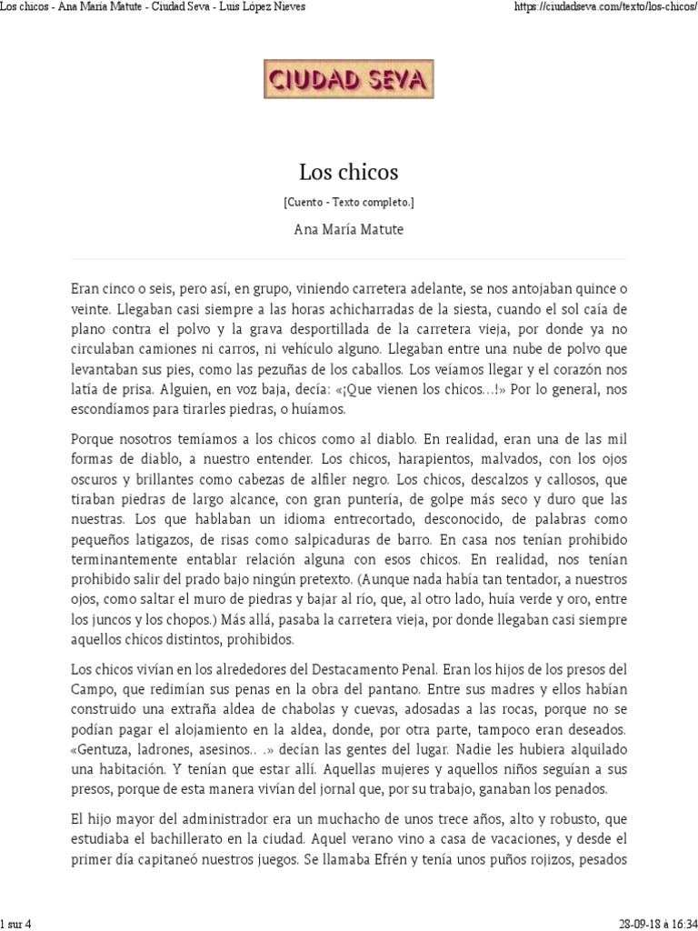 Los Chicos - Ana María MATUTE | PDF | Naturaleza | Ocio