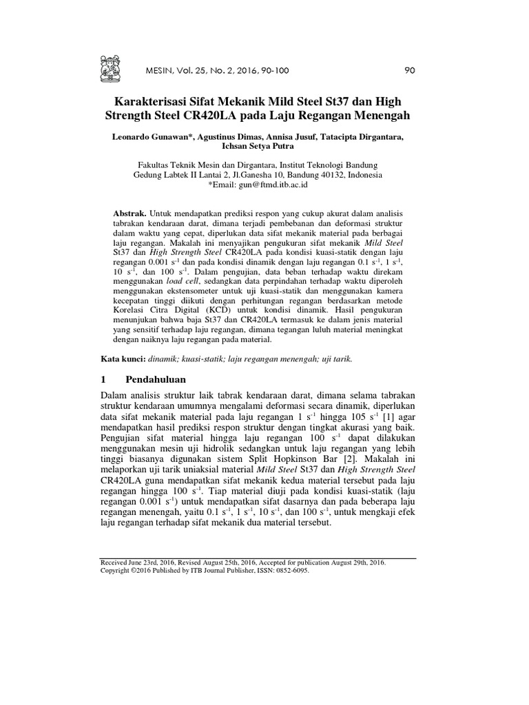 Karakterisasi Sifat Mekanik Mild Steel St37 Dan High | PDF