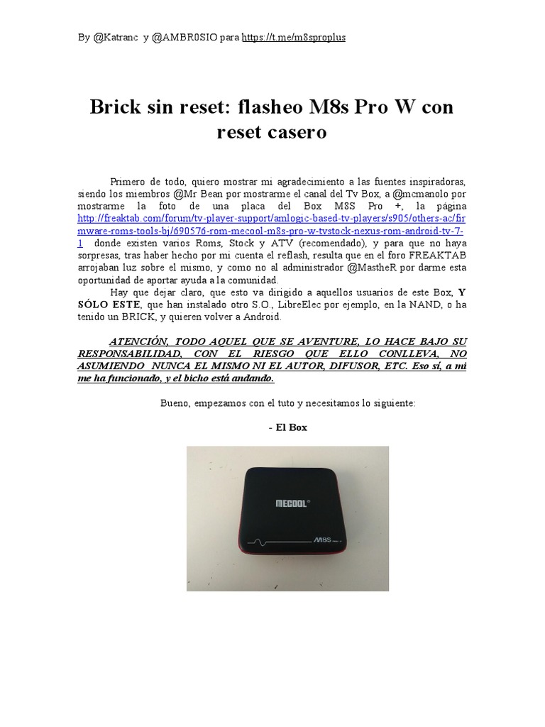 Tutorial Reflash M8S Pro W PDF | PDF | USB | Equipo de oficina