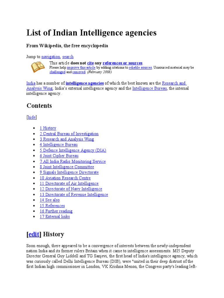 Indian Intelligence Agencies Overview | PDF | Security | Cyberwarfare