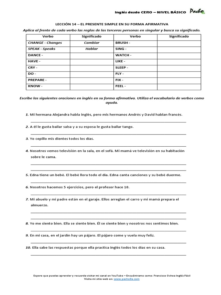 Lección 14 - El Presente Simple y Sus Reglas | PDF | Ocio | Idiomas