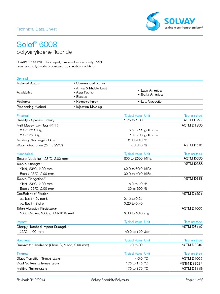 Solef PVDF 6008 | PDF | Physical Chemistry | Physical Sciences