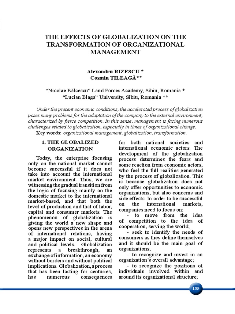 The Effects of Globalization | PDF | Globalization | Organizational Culture