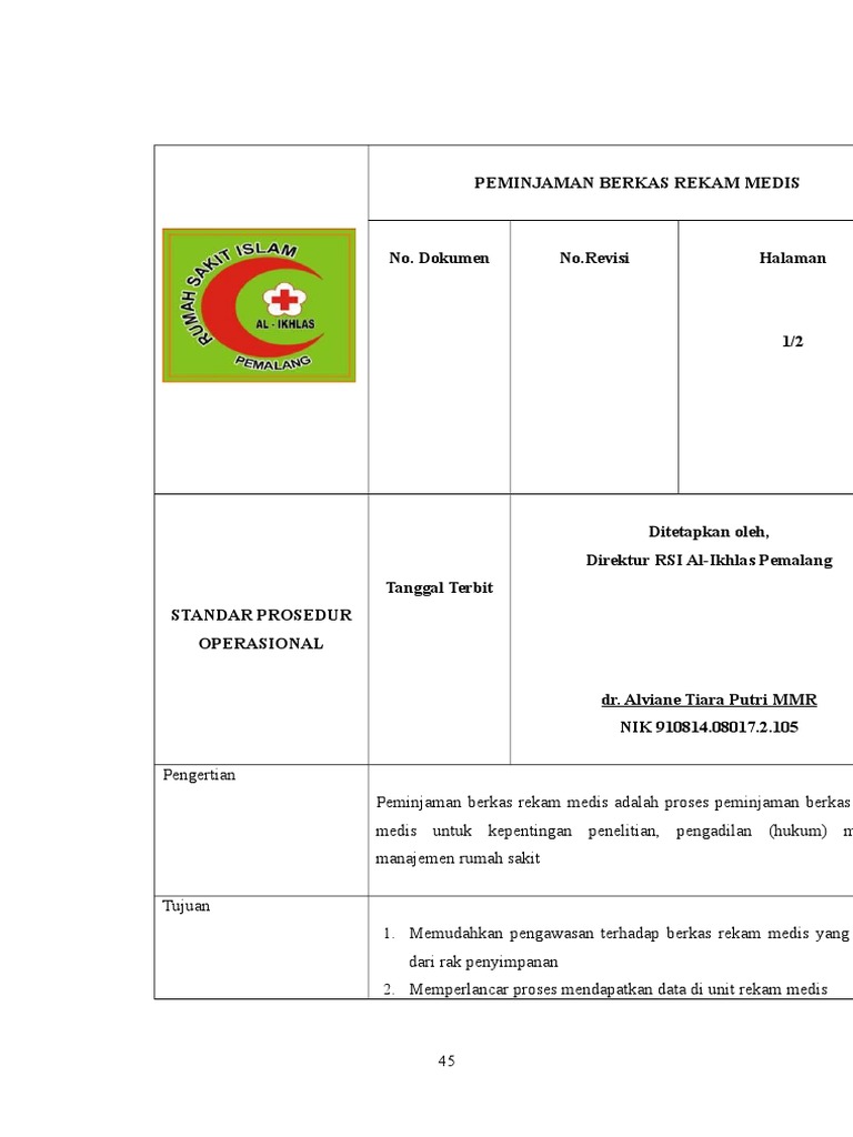 Peminjaman Berkas Rekam Medis | PDF