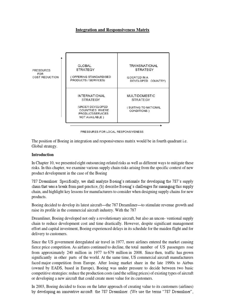 Integration and Responsiveness Matrix | PDF | Boeing | Supply Chain