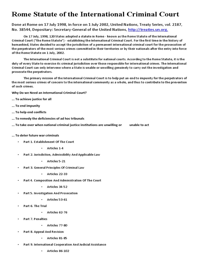 Rome Statute of International Criminal Courts | PDF | International ...