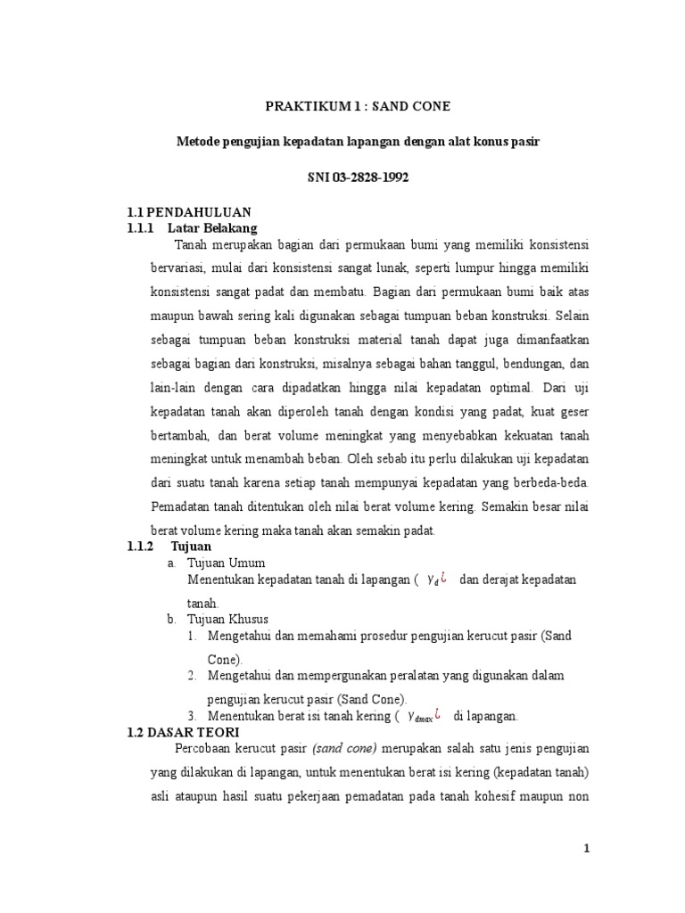 Praktikum Sand Cone FIX | PDF