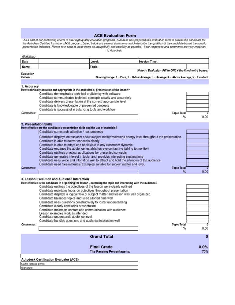 Ace Evaluation Form - en | PDF | Attention | Evaluation