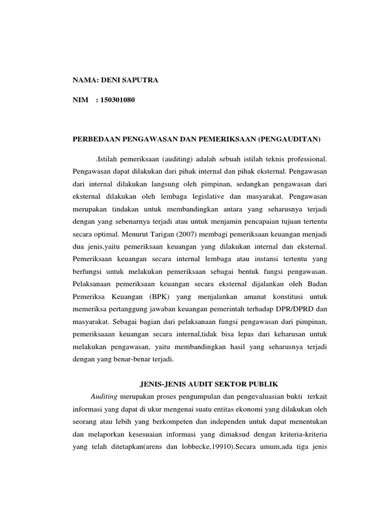 (Makalah) Seluk-Beluk Pengauditan Dan Peran SPKN Dalam Audit Sektor Publik | PDF