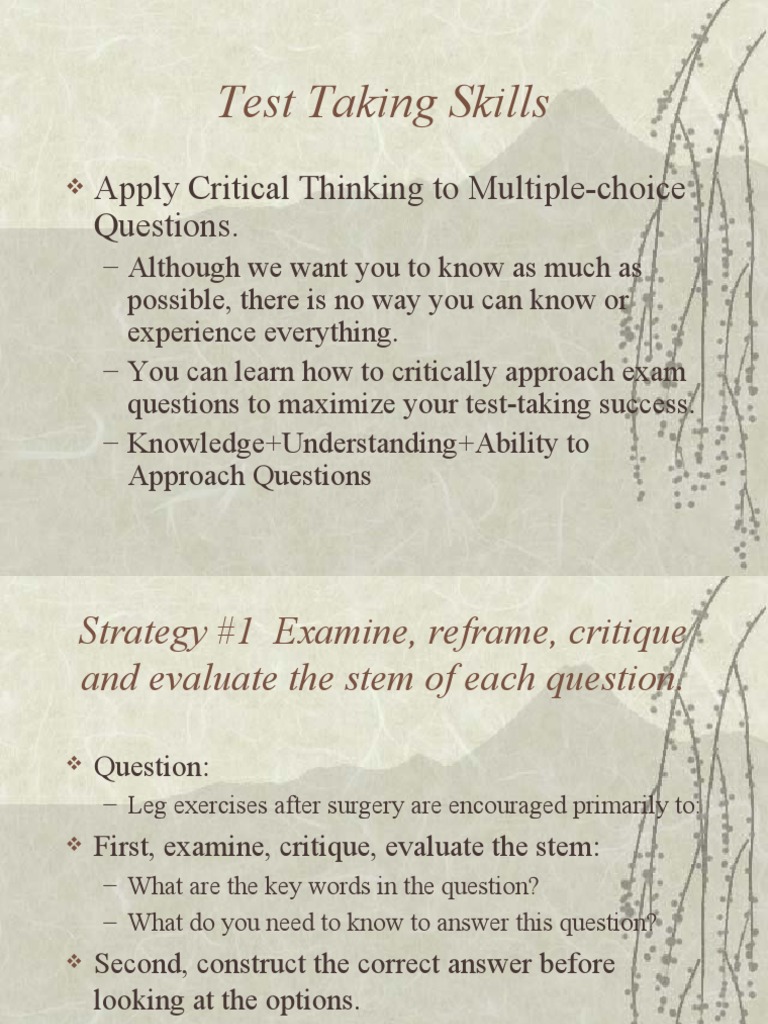 Test Taking Skills: Apply Critical Thinking To Multiple-Choice ...
