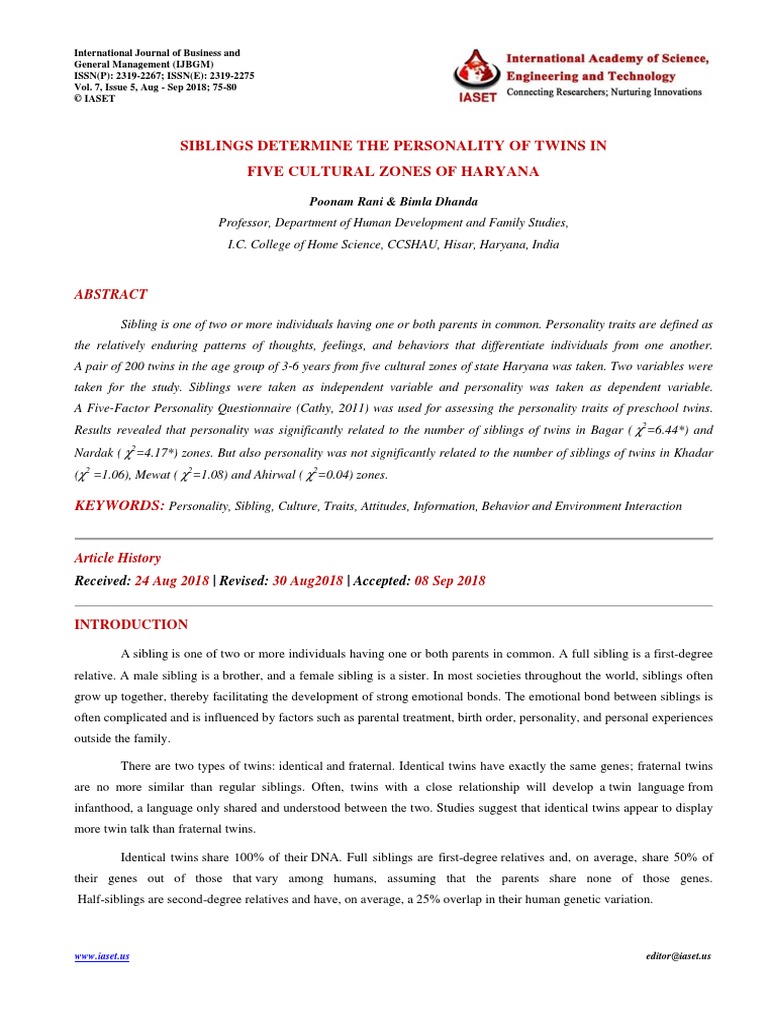 IJBGM - Sibling Paper | PDF | Sibling | Metaphysics Of Mind