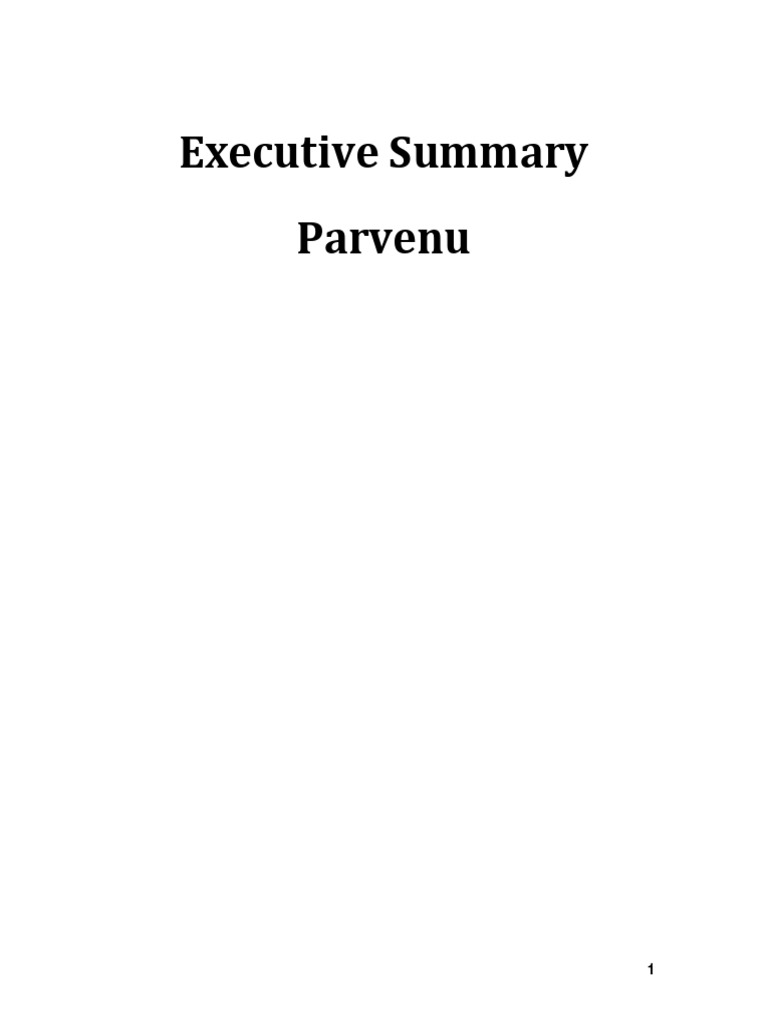 Parvenu Executive Summary 7-16-18 | PDF | Point Of Sale | Retail