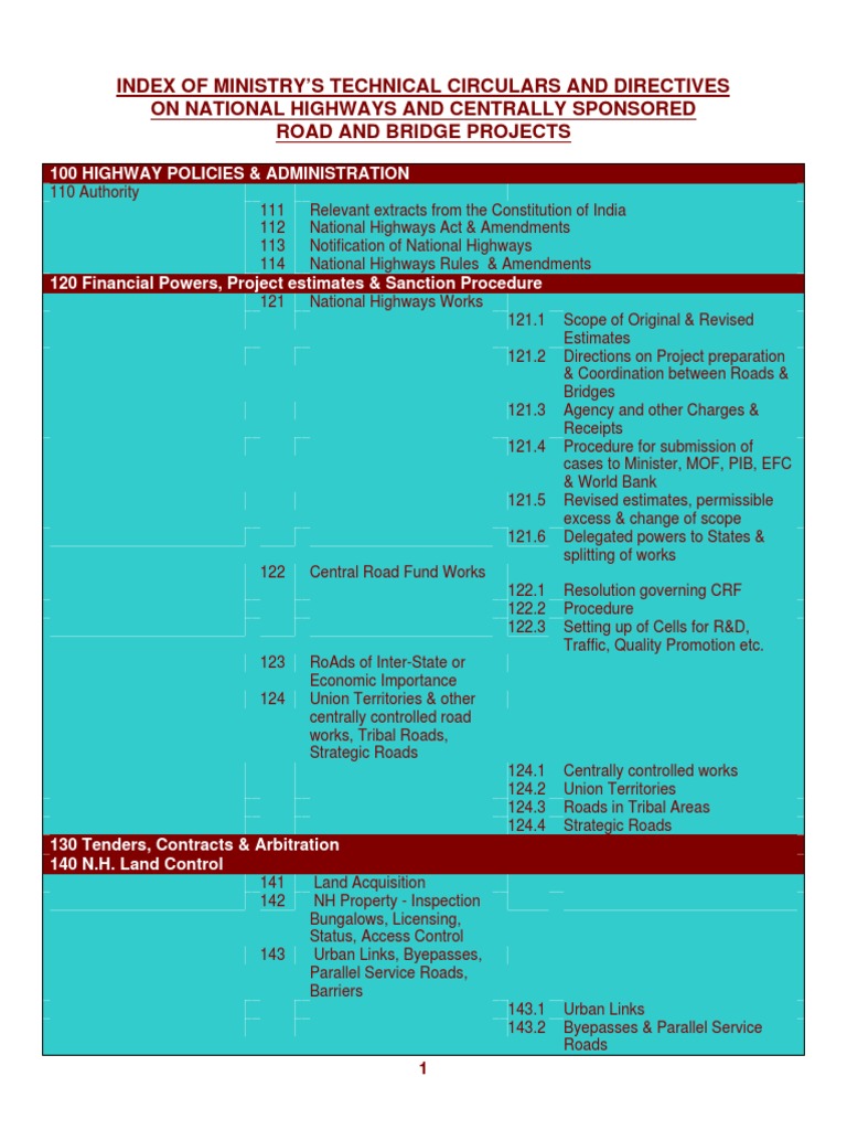 List of Ministry Technical Circulars & Directives On NHAI Projects PDF ...