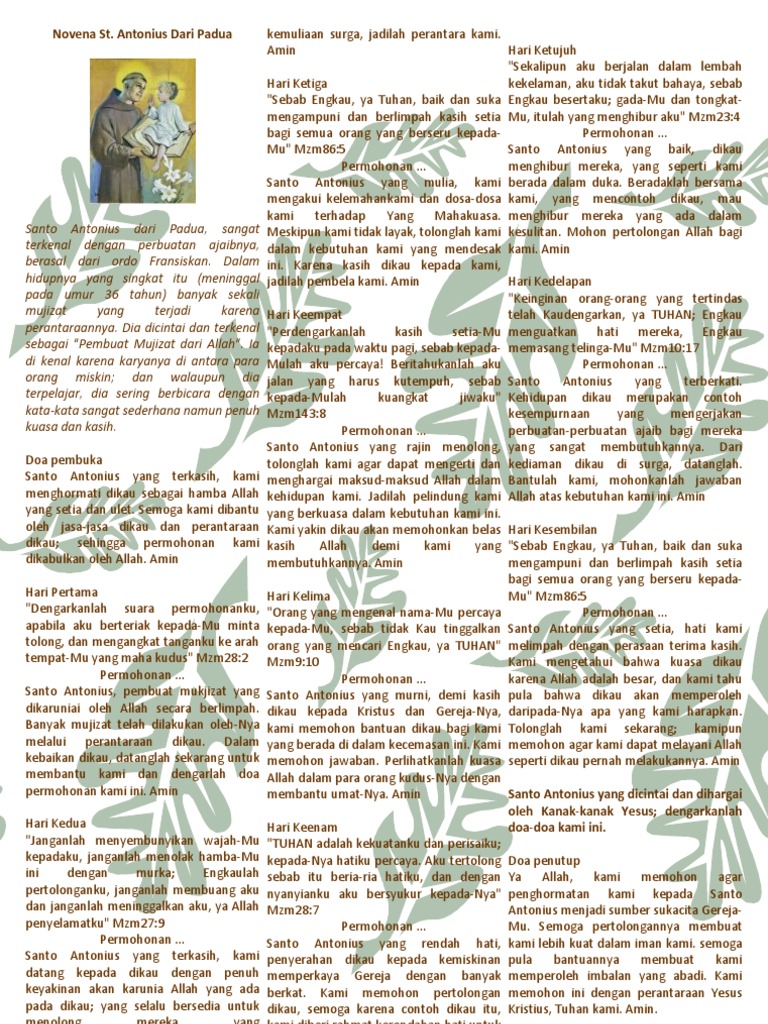 Novena Santo Antonius Dari Padua | PDF